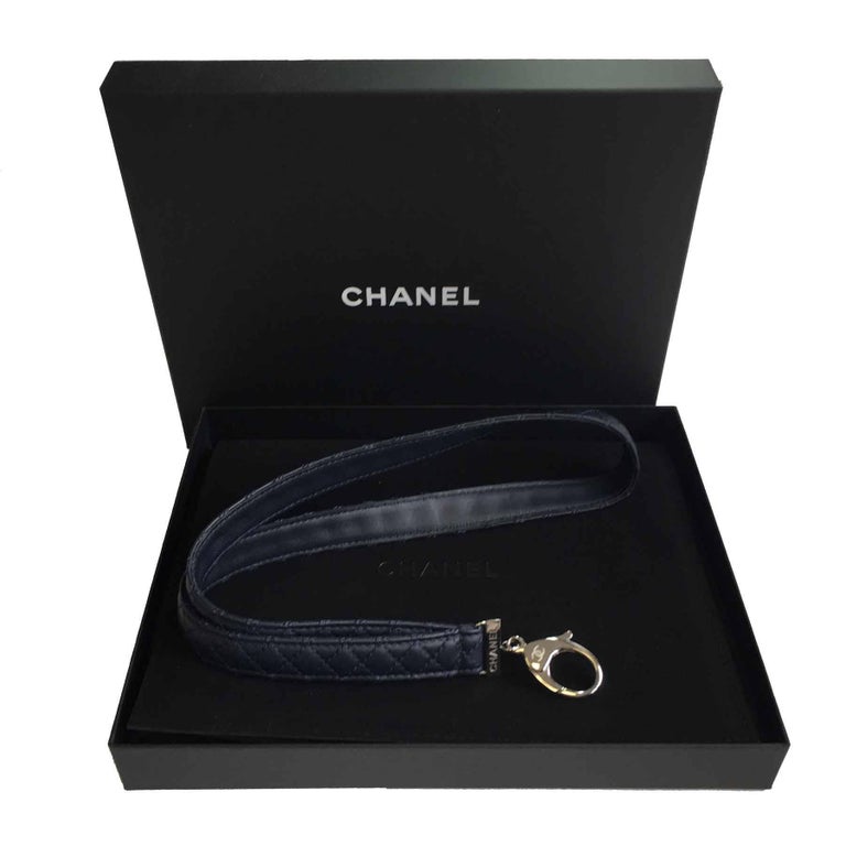 CHANEL Strap Key Holder in Navy Blue Quilted Leather at 1stDibs