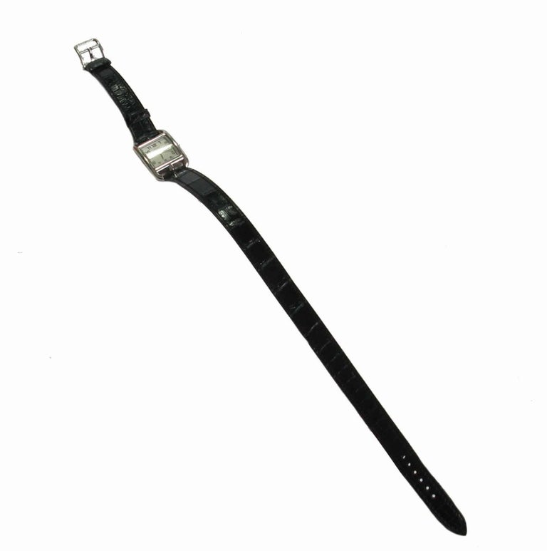 Hermès Stainless Steel Cape Cod black alligator Quartz Wrist watch For ...