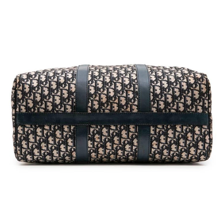 Christian Dior Vintage Boston Bag in Blue Monogram Canvas and Leather ...