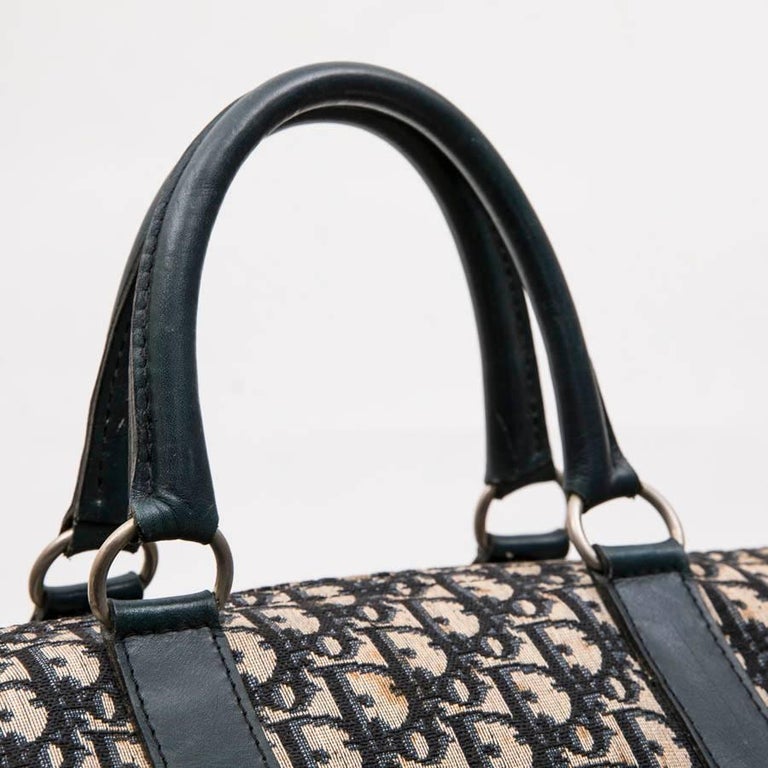 Christian Dior Vintage Boston Bag in Blue Monogram Canvas and Leather ...