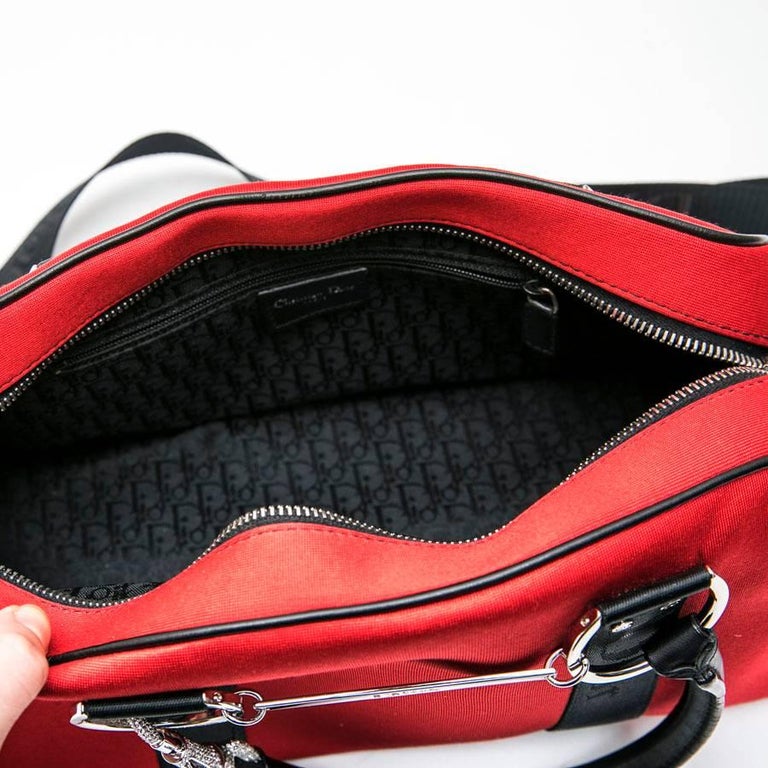 DIOR Bag in Red and Black Canvas at 1stDibs | red and black handbag