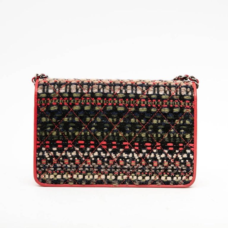 Chanel Multicolored Tweed and Red Smooth Leather Paris-Salzburg Mini ...