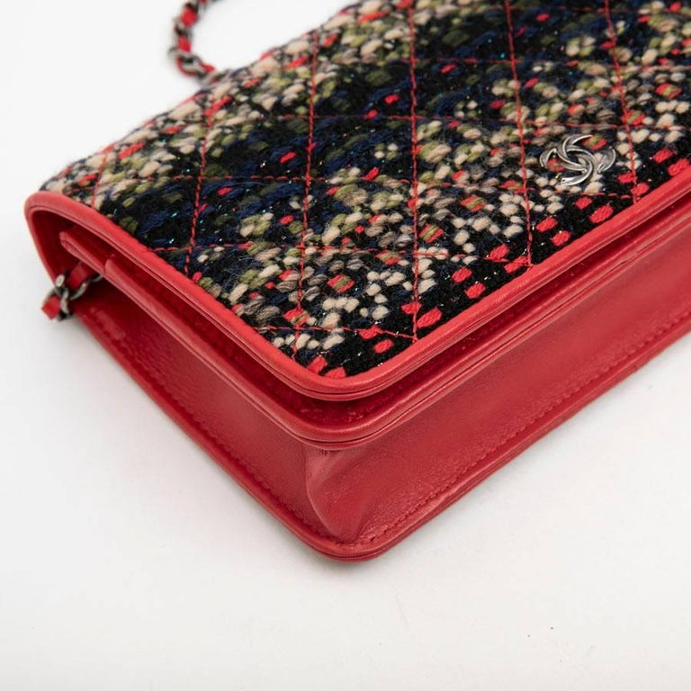 Chanel Multicolored Tweed and Red Smooth Leather Paris-Salzburg Mini ...