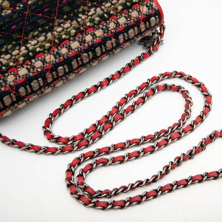 Chanel Multicolored Tweed and Red Smooth Leather Paris-Salzburg Mini ...