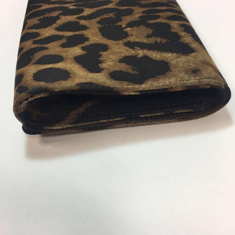 YVES SAINT LAURENT Rive Gauche Clutch in Leopard Printed Satin and ...