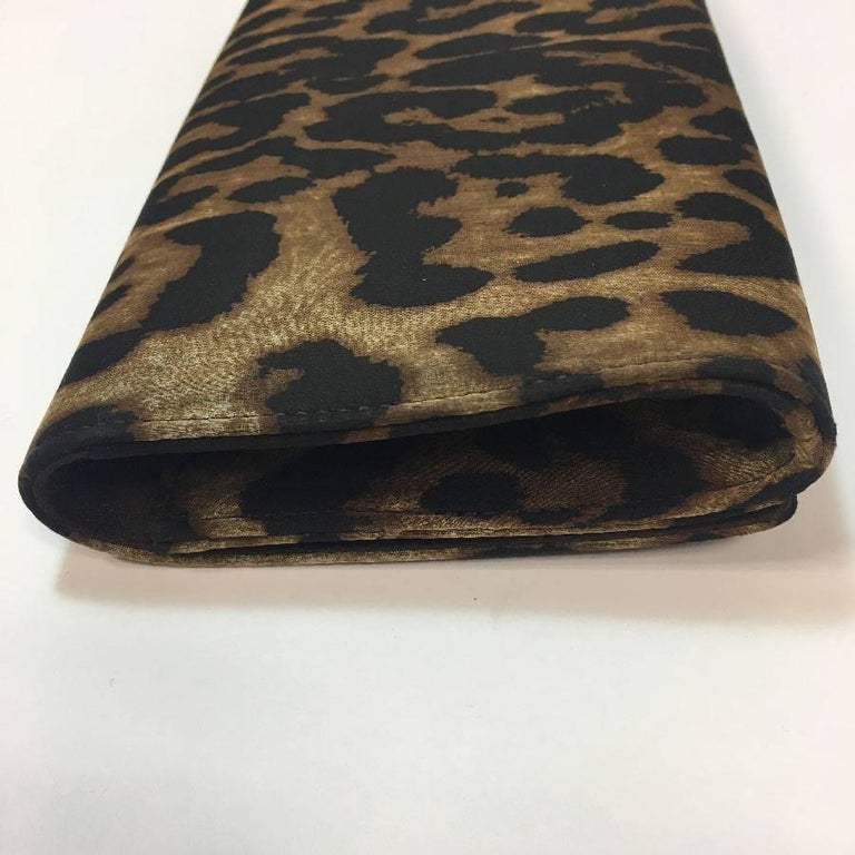YVES SAINT LAURENT Rive Gauche Clutch in Leopard Printed Satin and ...