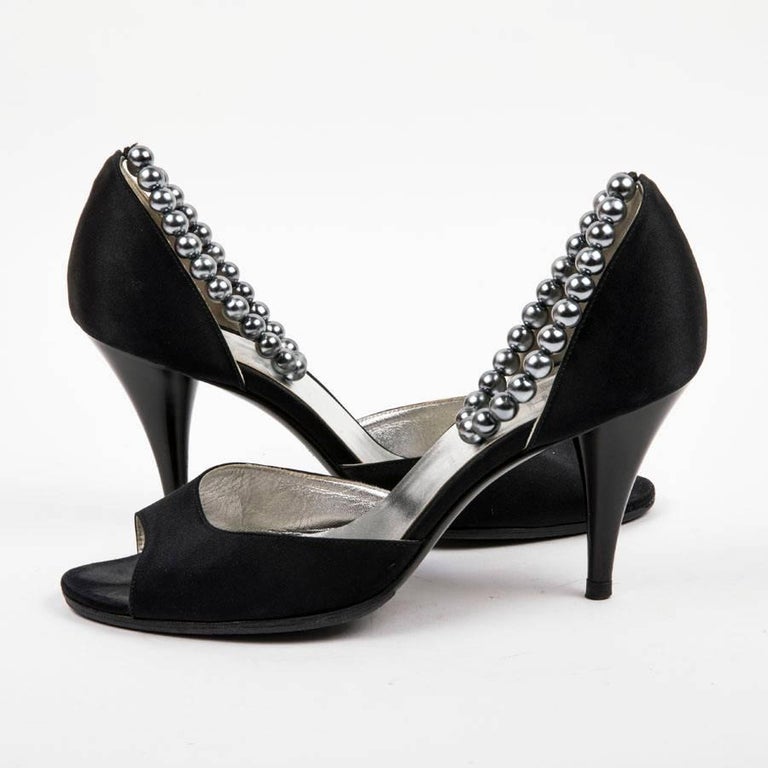 CHANEL High Heels in Black Duchess Satin Size 37FR at 1stDibs | chanel ...