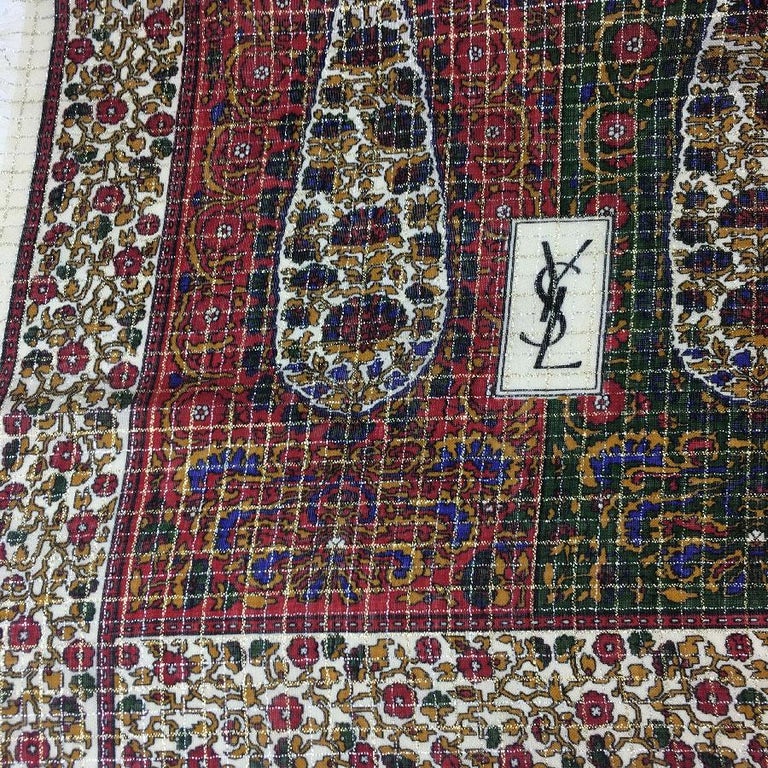 Yves Saint Laurent YSL Vintage Multicolored Cotton Shawl with Metallic ...