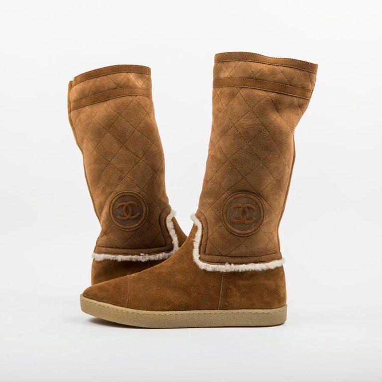 Chanel Camel Color Quilted Lambskin Leather Boots at 1stDibs | chanel ...
