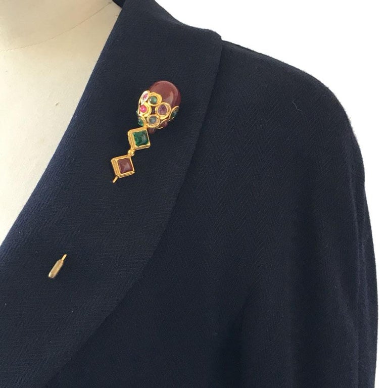 LOEWE Vintage Pin in Gilt Metal and Colored Molten Glass at 1stDibs