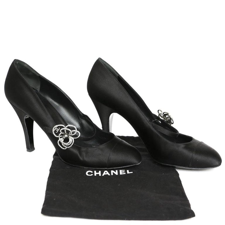 CHANEL High Heels in Black Silk Satin Size 40.5 at 1stDibs