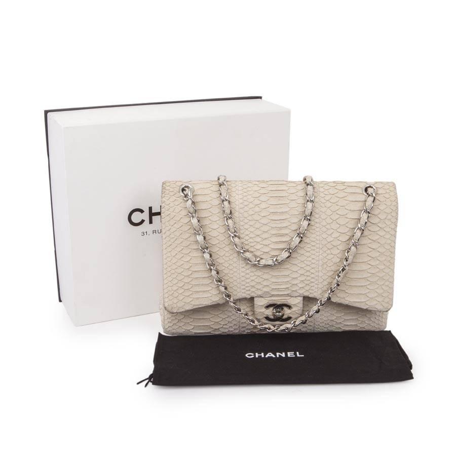 CHANEL Maxi Jumbo Double Flap Bag in Ecru Python at 1stDibs | chanel ...