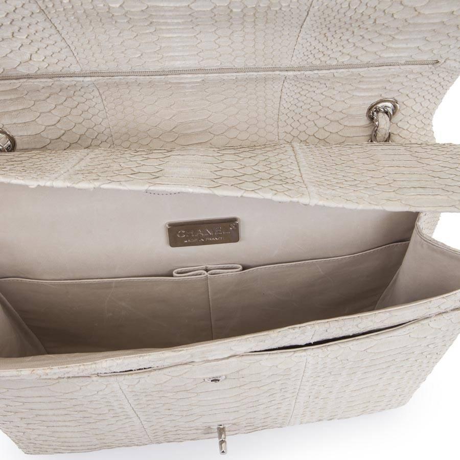 CHANEL Maxi Jumbo Double Flap Bag in Ecru Python at 1stDibs | chanel ...