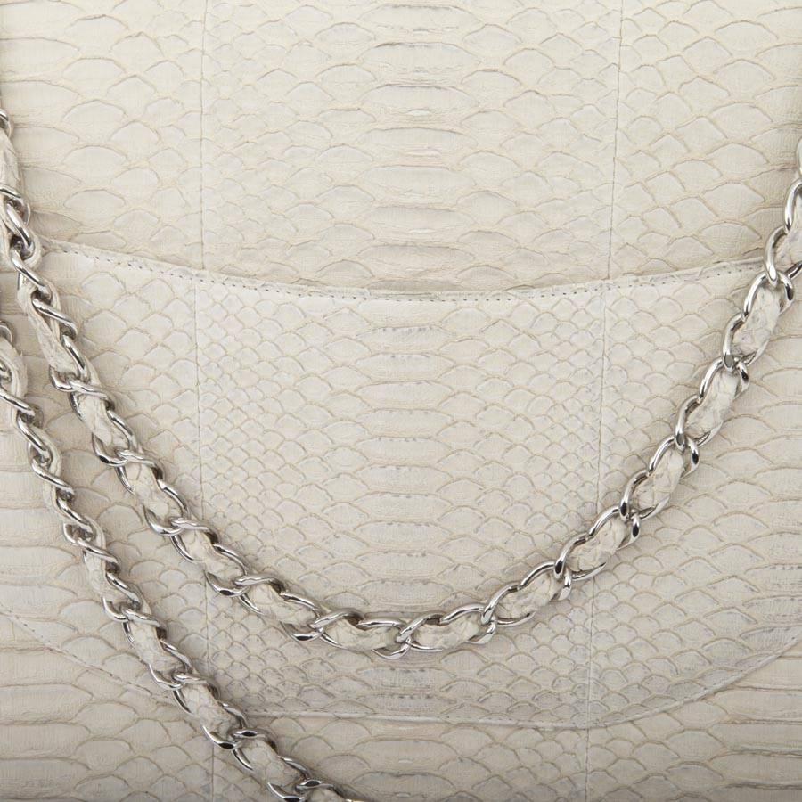 CHANEL Maxi Jumbo Double Flap Bag in Ecru Python at 1stDibs | chanel ...