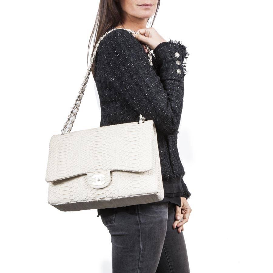 CHANEL Maxi Jumbo Double Flap Bag in Ecru Python at 1stDibs | chanel ...