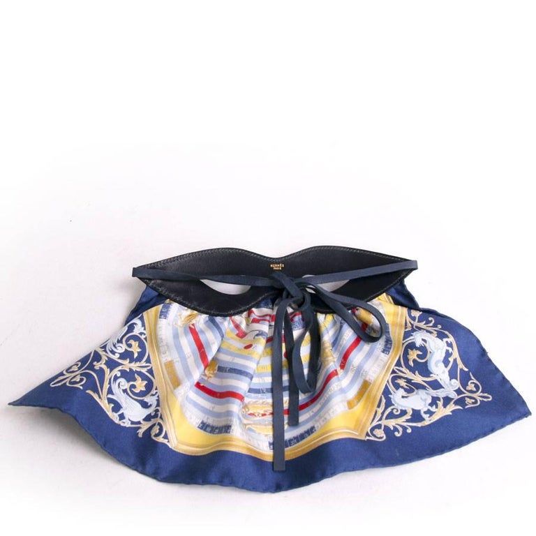 HERMES Mask in Silk Scarf and Blue Leather at 1stDibs | hermes mask ...