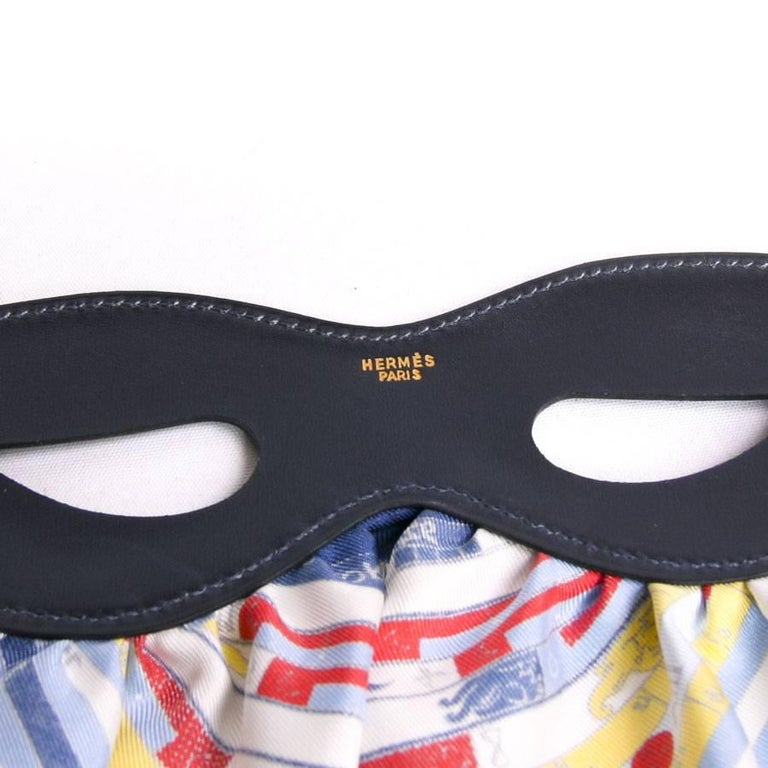HERMES Mask in Silk Scarf and Blue Leather at 1stDibs | hermes mask ...