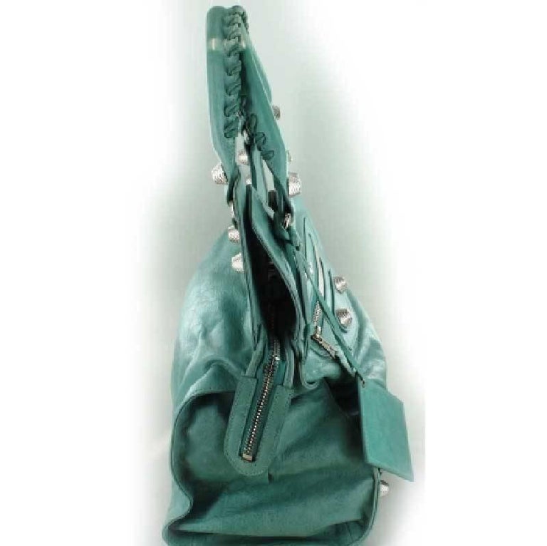 BALENCIAGA Top Handle Bag in Aged Green Turquoise Leather at 1stDibs ...