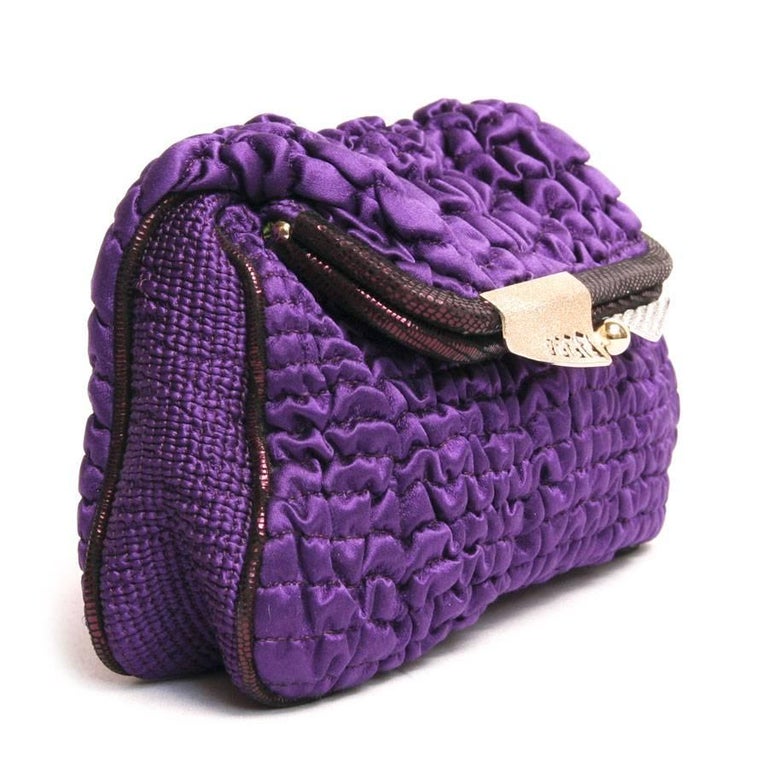 FENDI Clutch in Purple Silk with Smoke Effect at 1stDibs