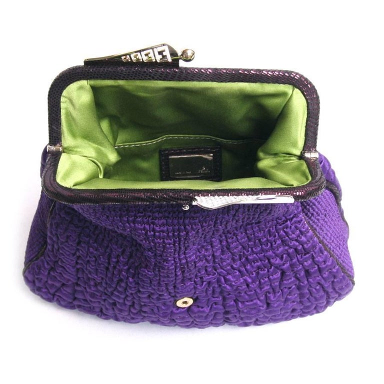 FENDI Clutch in Purple Silk with Smoke Effect at 1stDibs