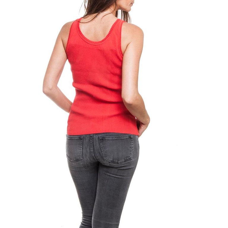 CHANEL Tank Top in Red Stretch Cotton Size 36FR at 1stDibs