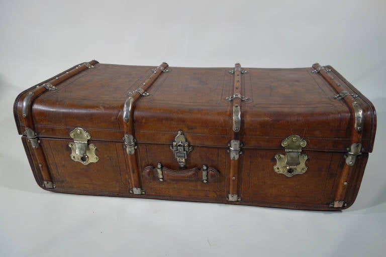 Leather Cabin Trunk Hand Made 1930s / Malle Cabine Cuir at 1stDibs