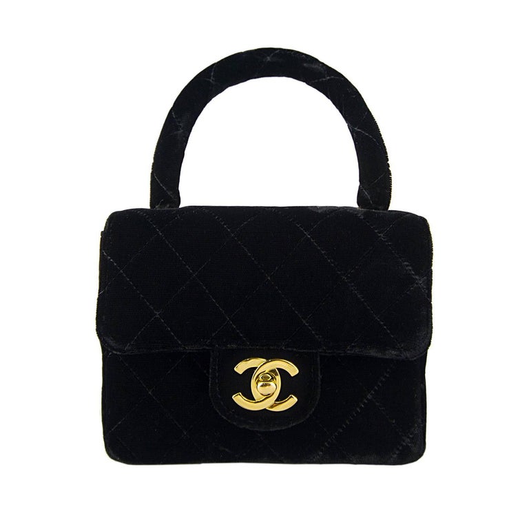 Chanel Velvet Double Kelly Bag For Sale at 1stDibs