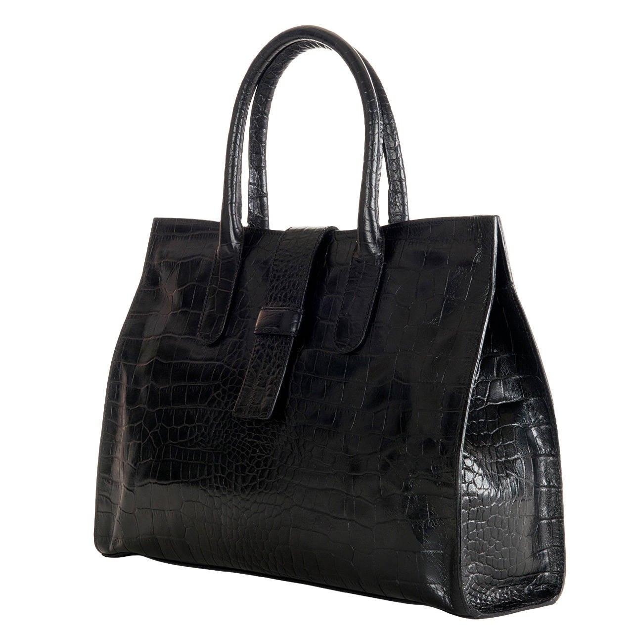 Jaeger of London Black 'Faux Croc' Tote bag For Sale at 1stDibs