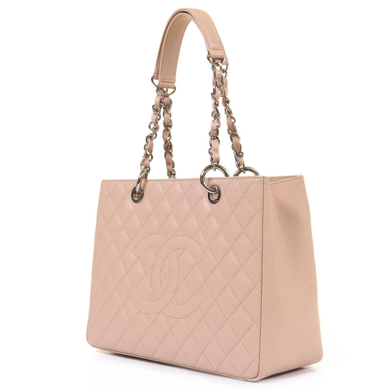 PRISTINE NEW - Chanel 34cm 'Sac cabas' in Vanilla Quilted Caviar with ...