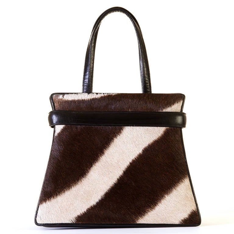 A Chic Animal-skin Bag with Black Leather Trim at 1stdibs