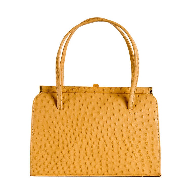 A Vintage Corn yellow, Ostrich-skin Handbag at 1stDibs