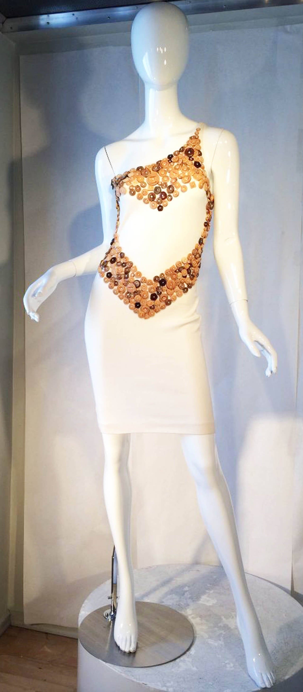Patrick Kelly Body-Conscious Button Dress 1980s at 1stDibs