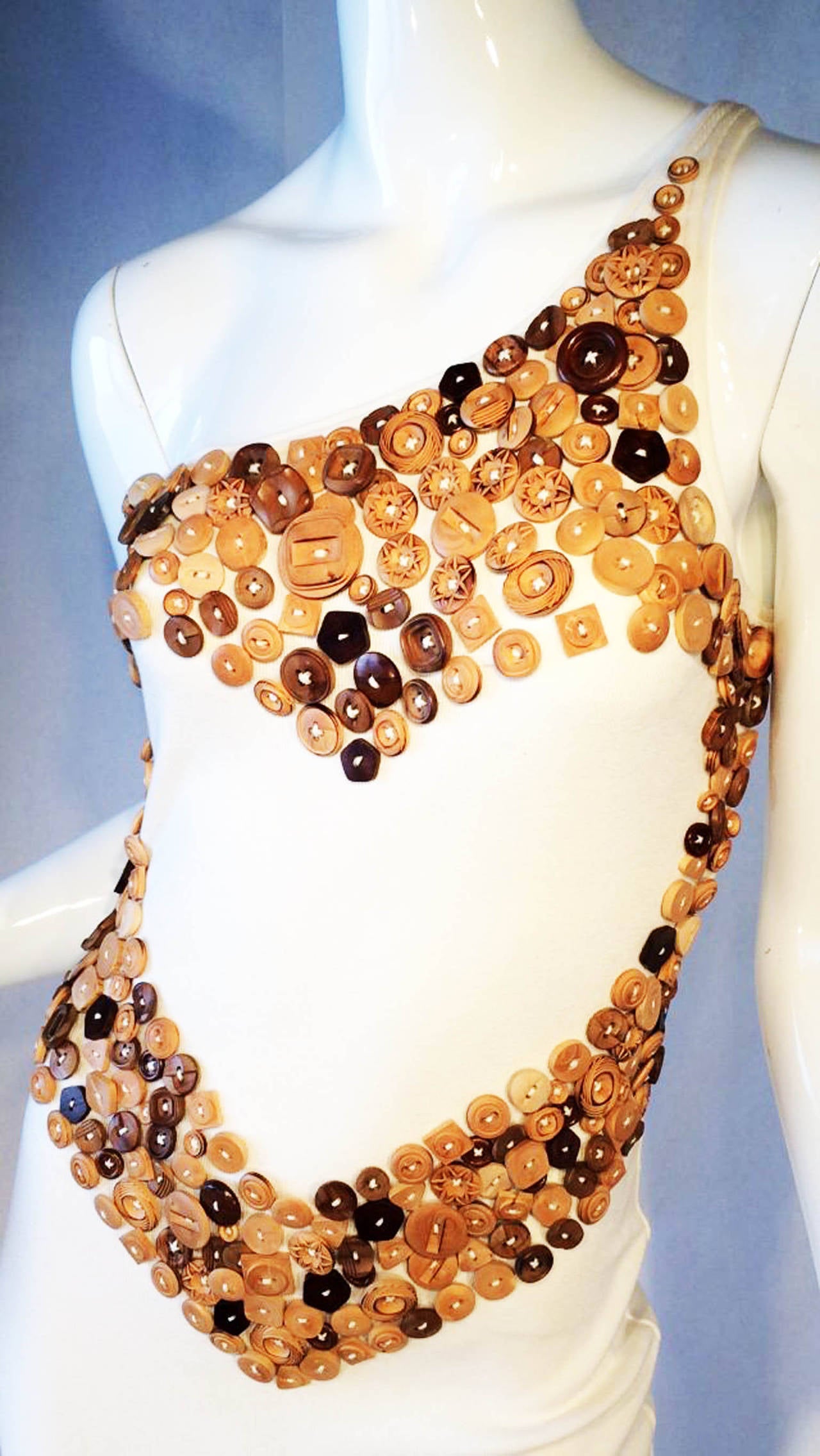 Patrick Kelly Body-Conscious Button Dress 1980s at 1stDibs