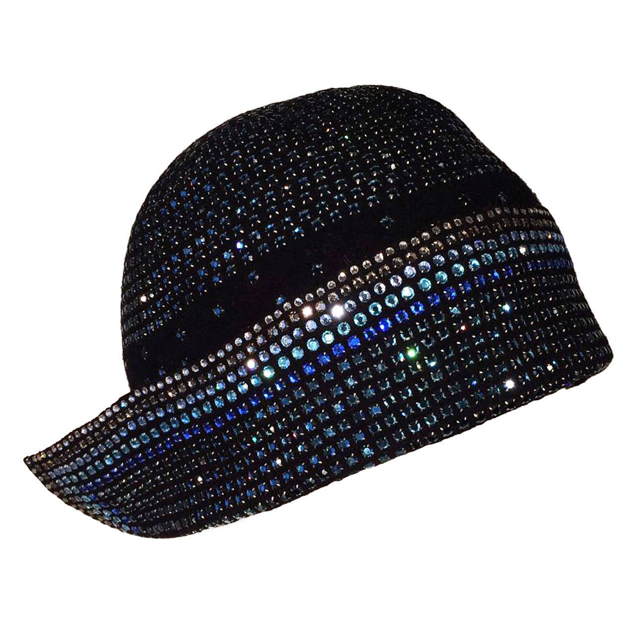 Dorothy McGuire's Crystal Encrusted Skull Cap 1960s at 1stDibs