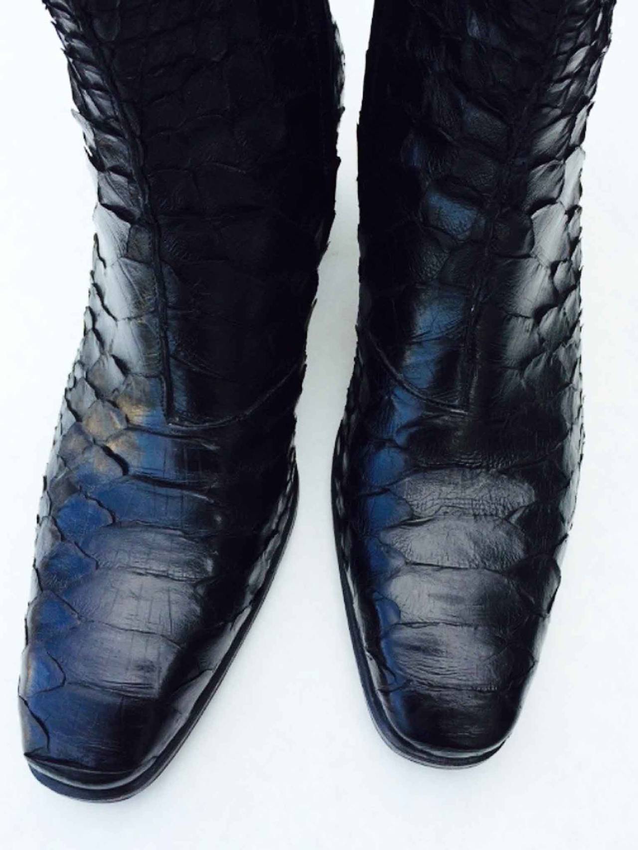 Gents Yves Saint Laurent Python Ankle Boots 12 at 1stDibs
