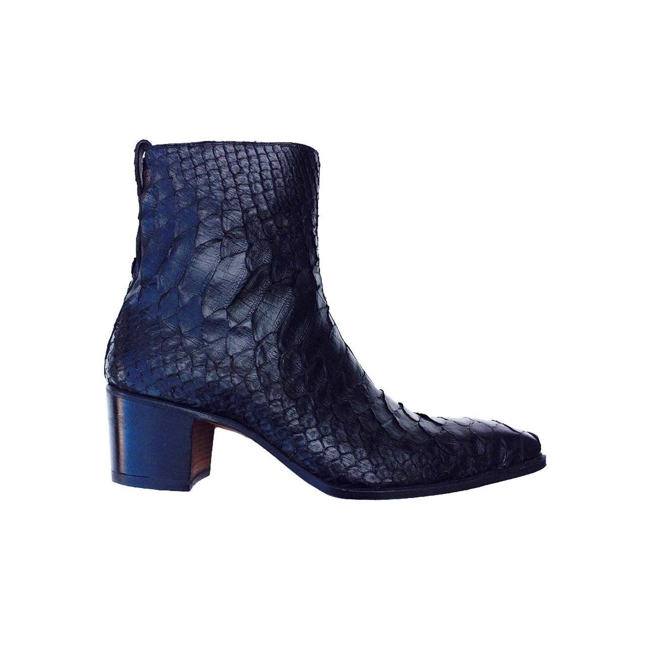 Gents Yves Saint Laurent Python Ankle Boots 12 at 1stDibs