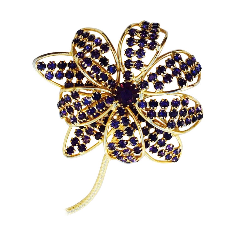 Hobe Crystal Brooch 1960s at 1stDibs