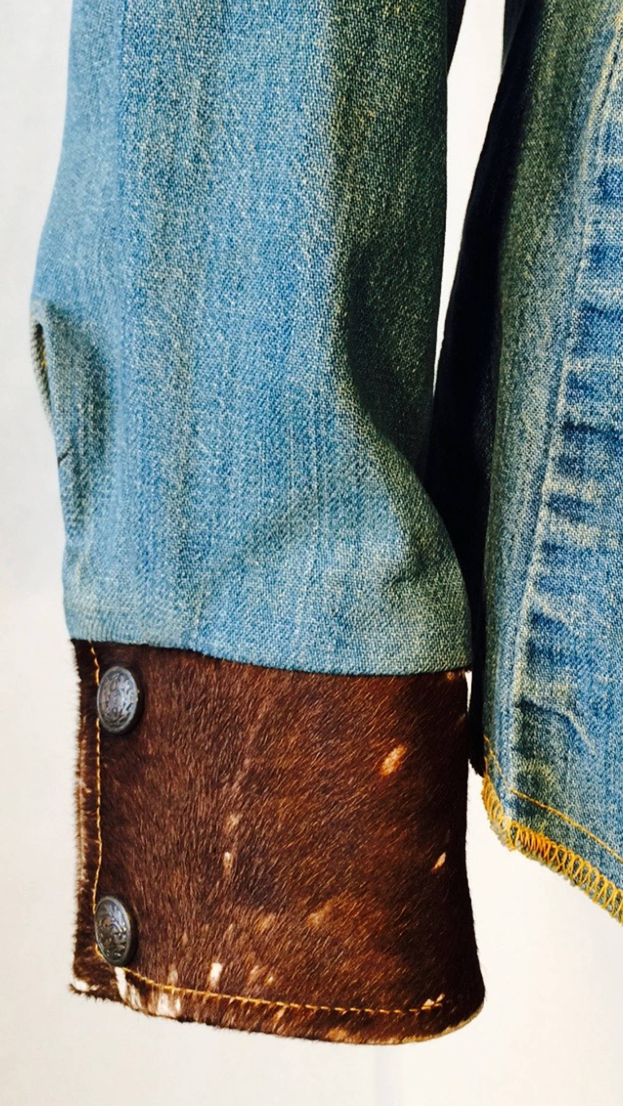 Gents Antonio Guiseppe Fur Crystal Embellished Denim Jacket 1974 at 1stDibs