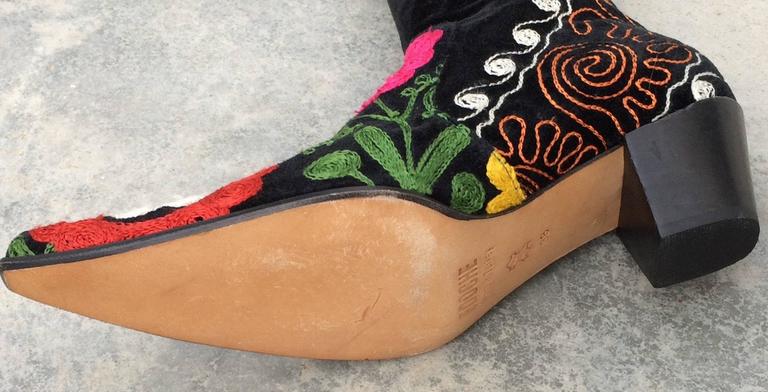 Ethnic Gypsy Style Embroidered Boots 1960s at 1stDibs