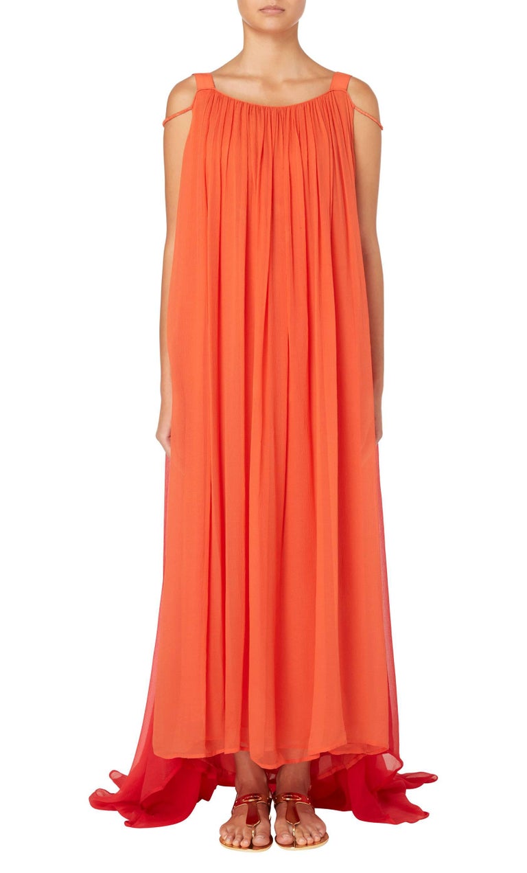 Yves Saint Laurent Haute couture orange and red dress, circa 1975 For ...