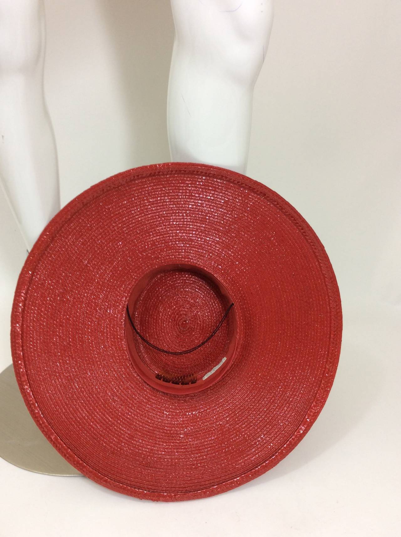 Vintage Givenchy Boutique Glossy Straw Red Hat at 1stDibs