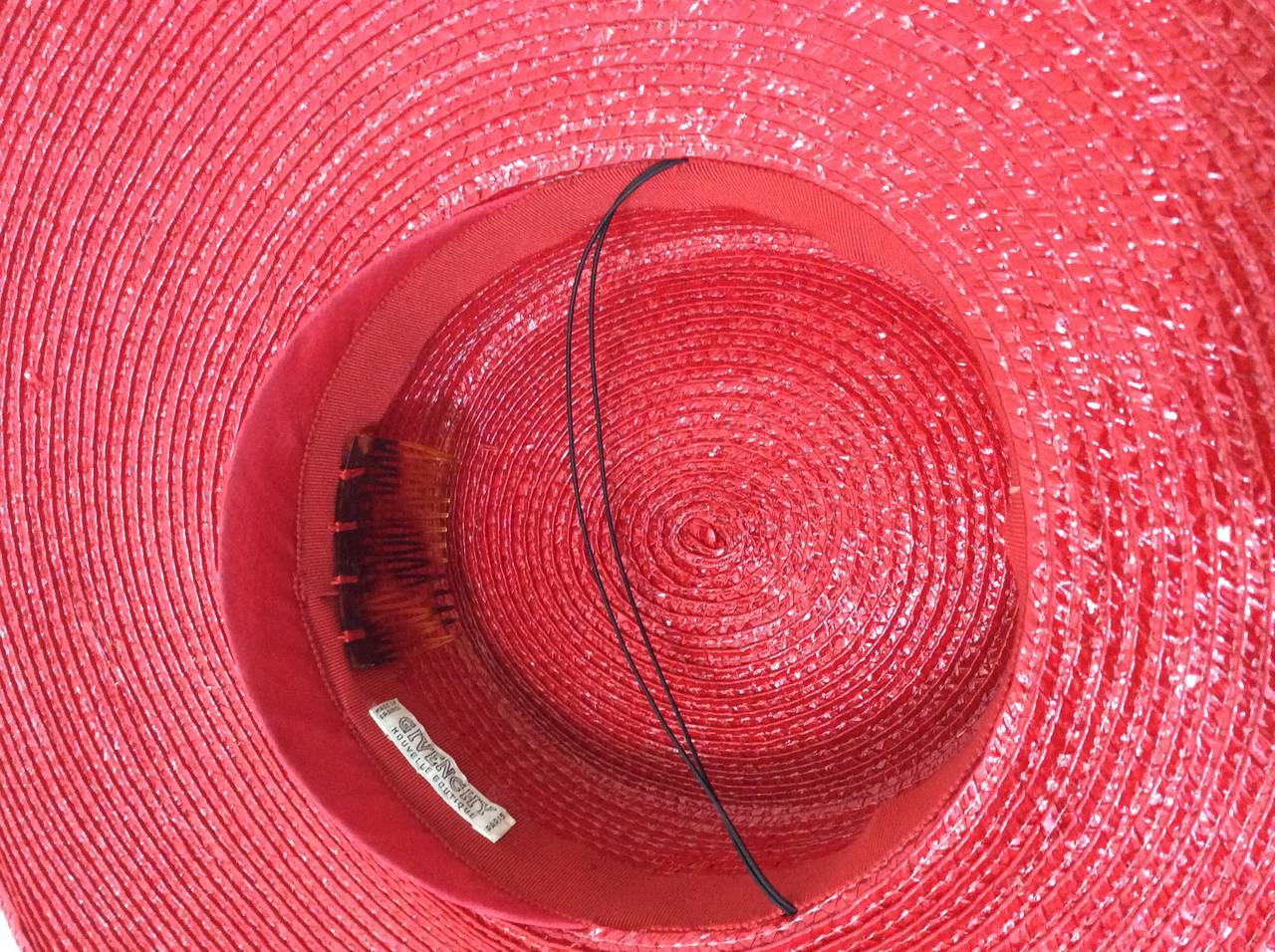 Vintage Givenchy Boutique Glossy Straw Red Hat at 1stDibs