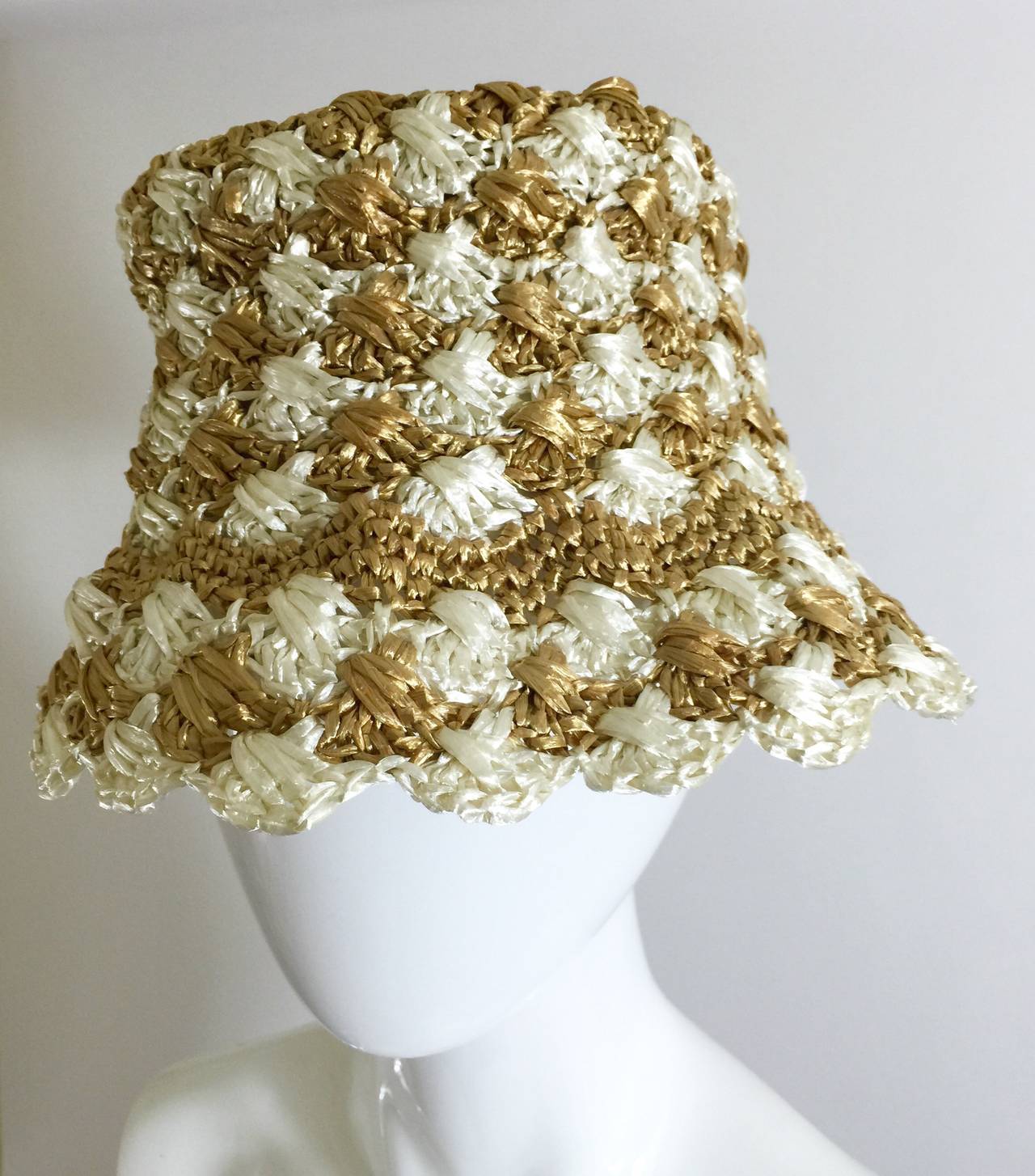 Prada Woven Raffia Bucket Sun Hat at 1stDibs