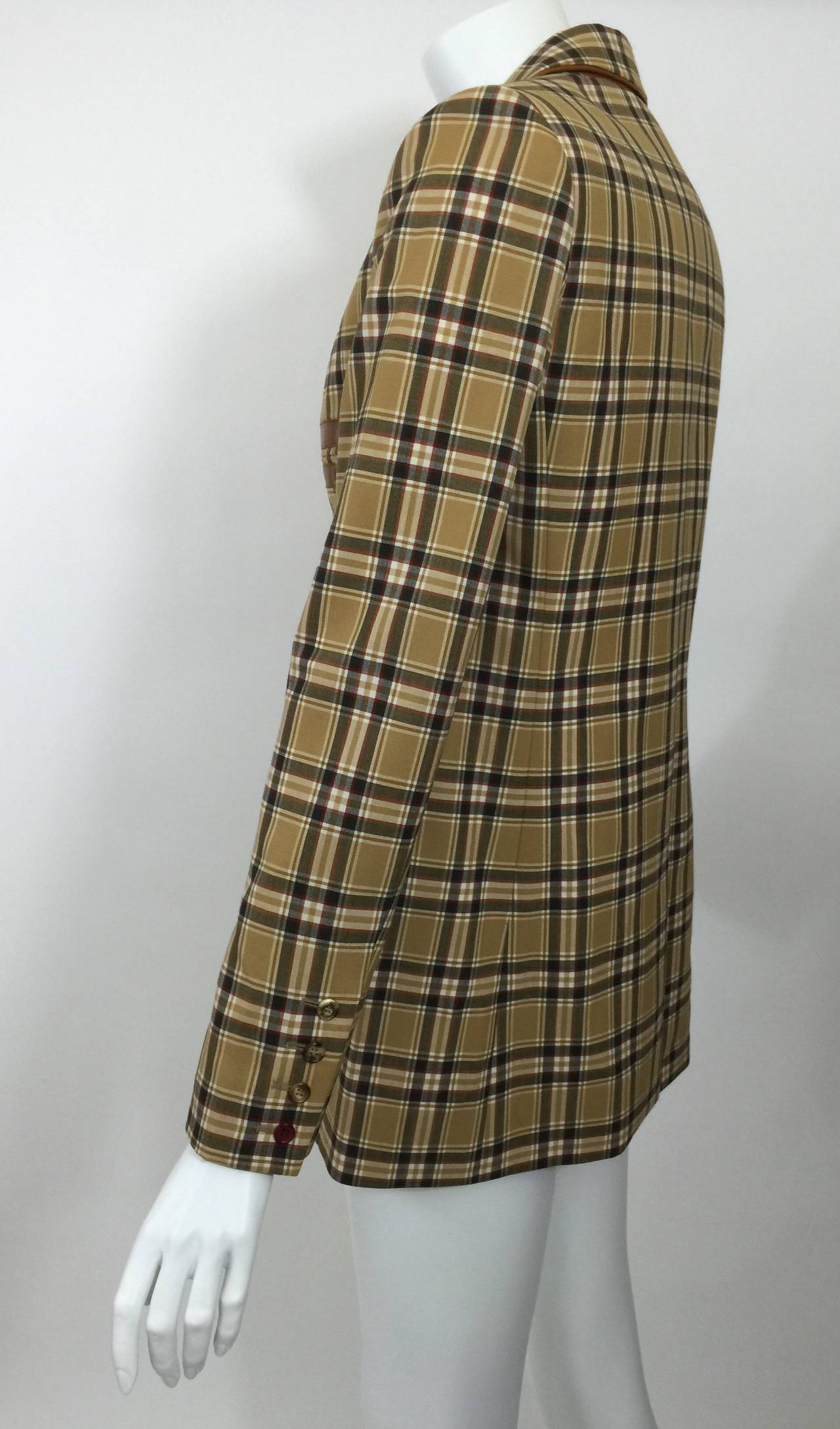 Christian Dior Wool Plaid and Leather Trim Jacket at 1stDibs
