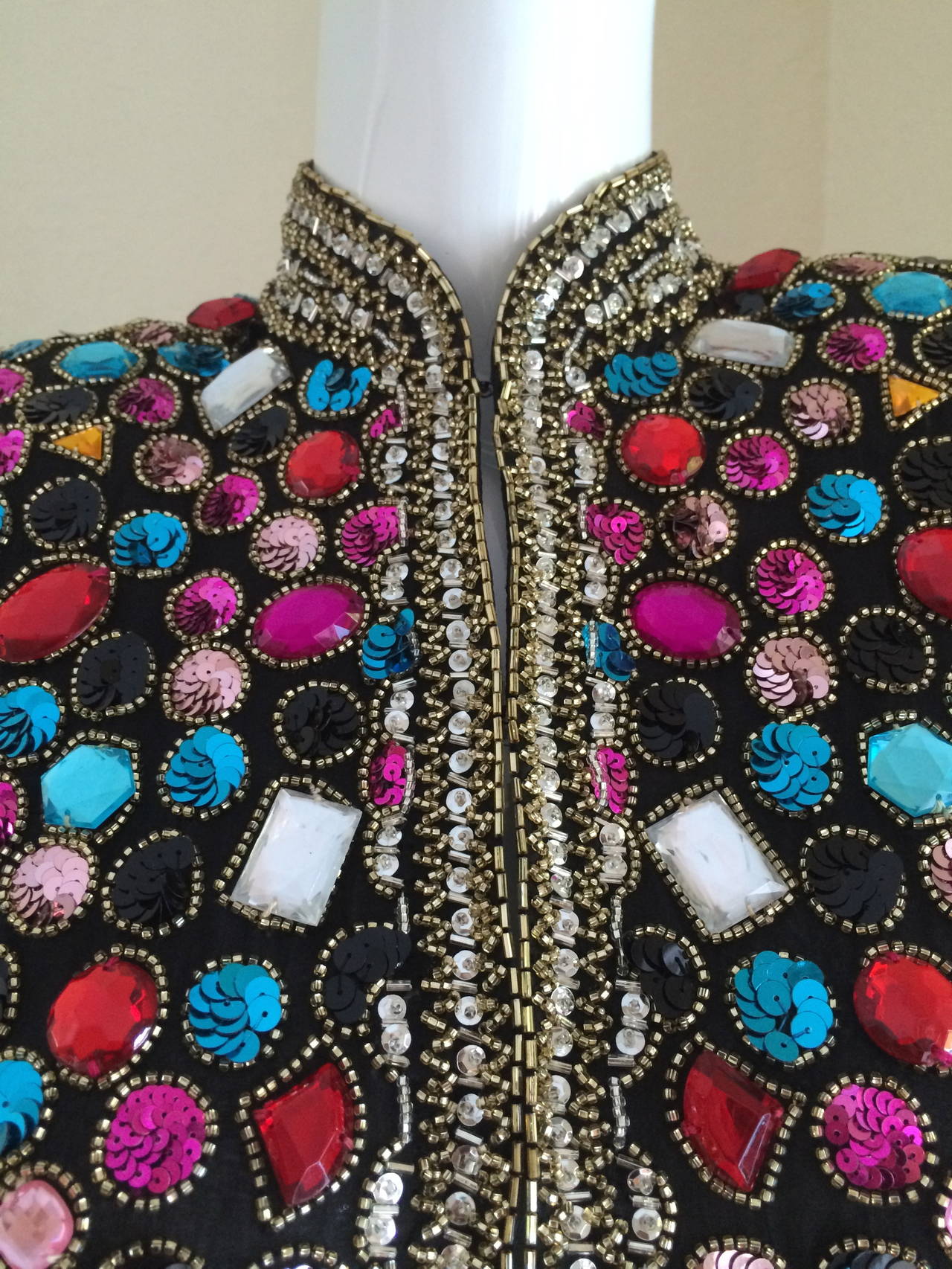 Victoria Royal Vintage Jeweled Rhinestone Colorful Jacket at 1stDibs ...