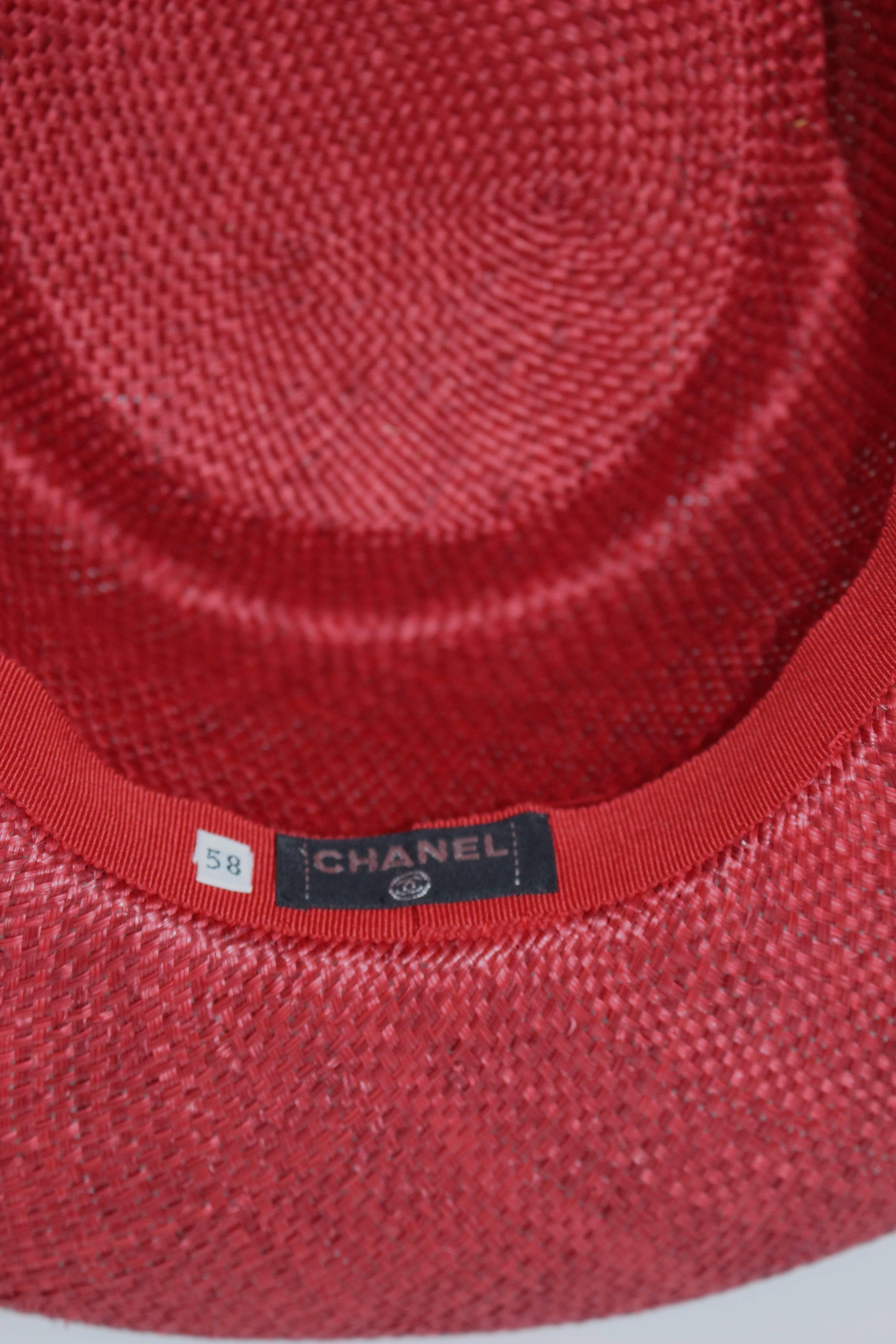 Vintage Chanel Cherry Red Straw Hat at 1stDibs | vintage chanel hats ...