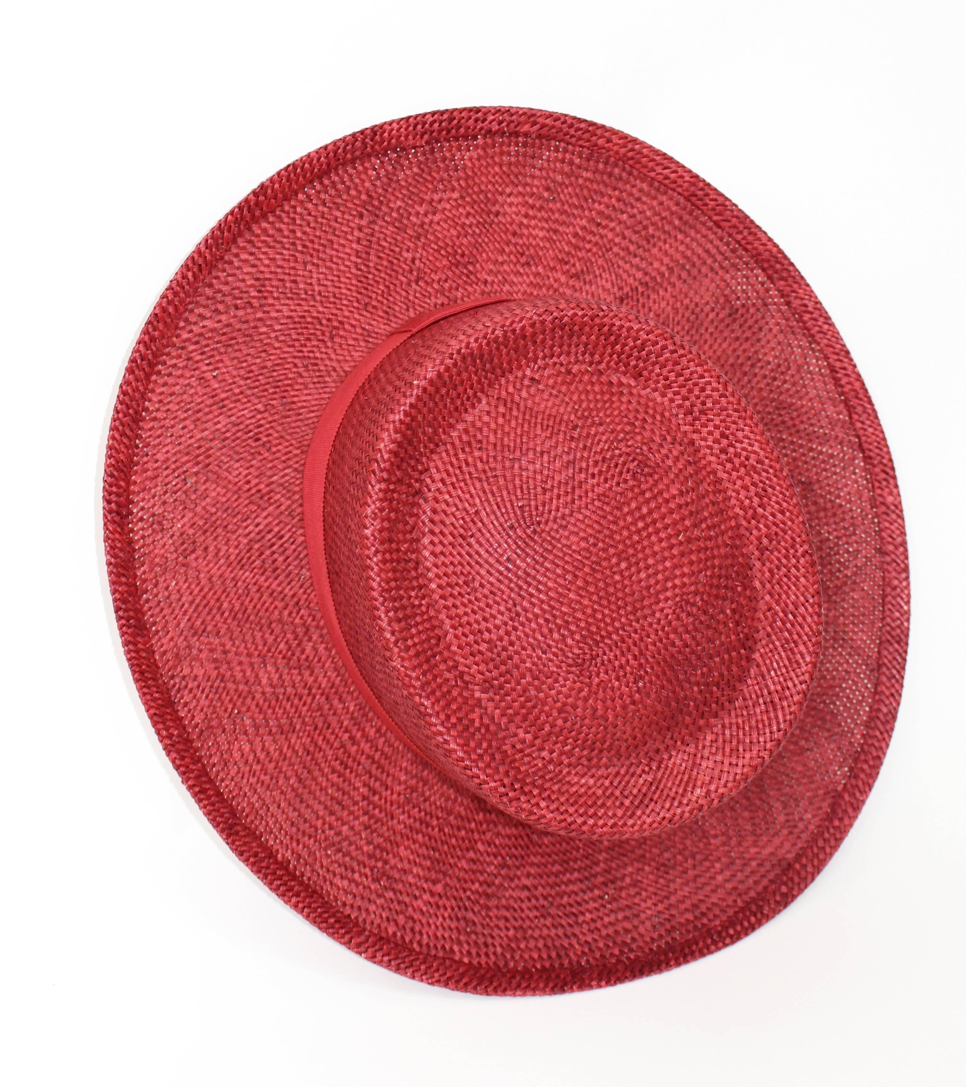 Vintage Chanel Cherry Red Straw Hat at 1stDibs | vintage chanel hats ...