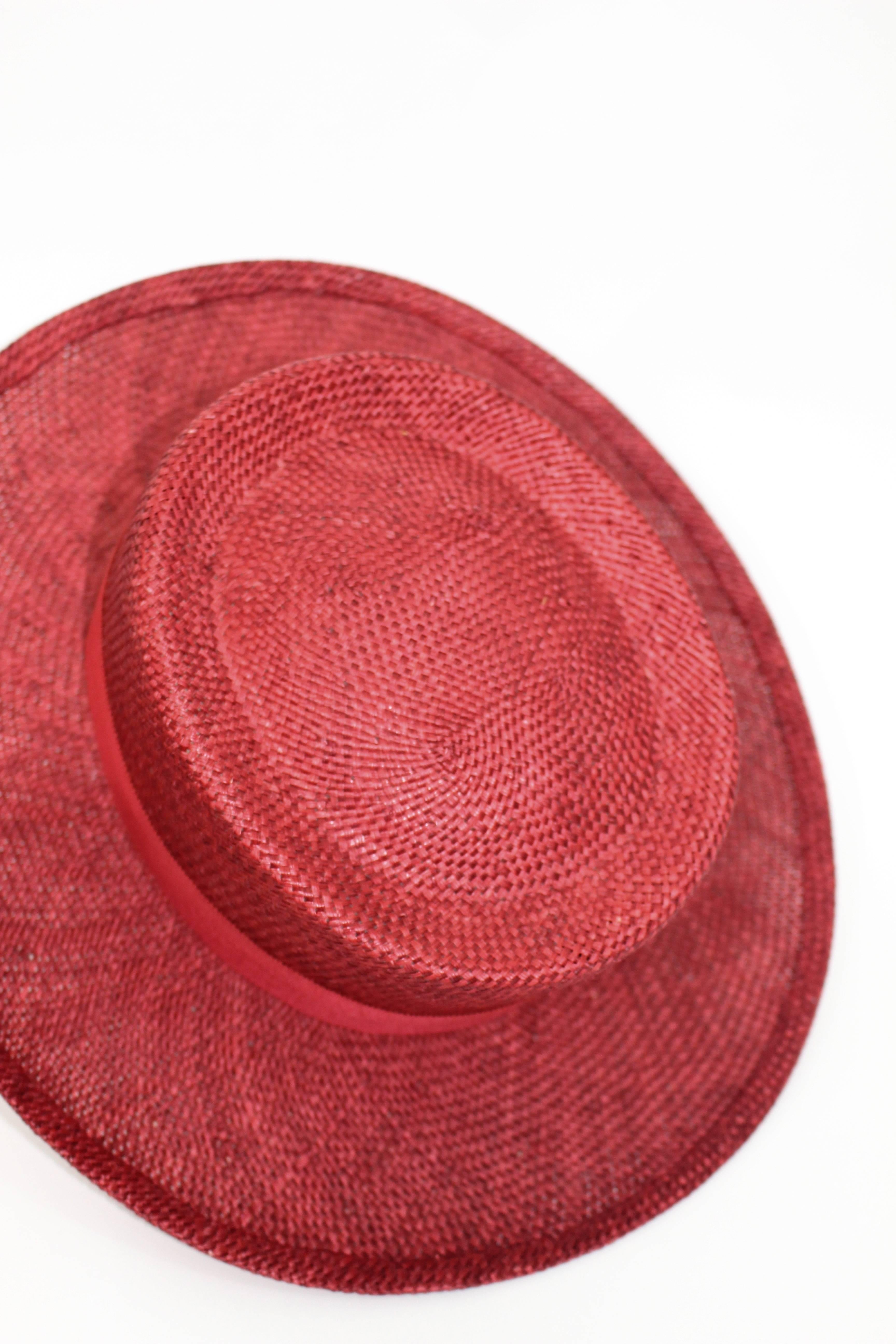 Vintage Chanel Cherry Red Straw Hat at 1stDibs | vintage chanel hats ...