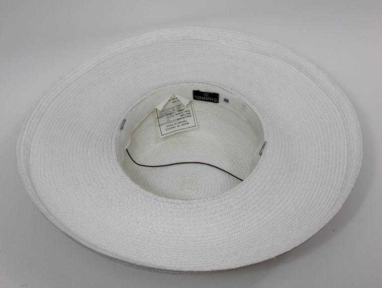 Vintage Chanel White Hat w/ Camellia Flower and Ribbon Trim at 1stDibs ...