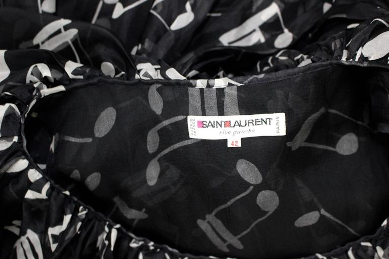 Yves Saint Laurent Documented Silk Black and White Music Note Dress ...